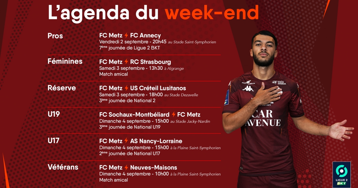 L'agenda du week-end | Football Club de Metz - Infos FC Metz ...